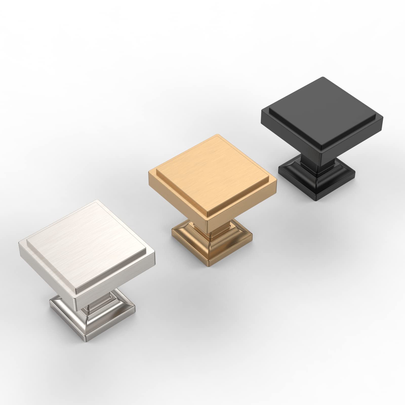 Snapklik.com : 10 Pack 1.2 Inch Matte Black Cabinet Knobs Square ...