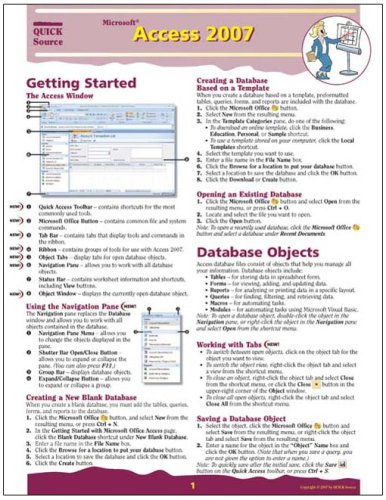 Microsoft Access 2007 Quick Source Reference Guide: Quick Source ...