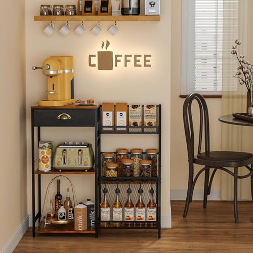 Amazon.com: Small Coffee Bar Cabinet with Storage, 3-Tier Coffee Stand ...