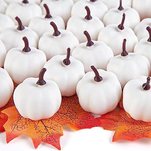 BigOtters 36PCS Pumpkins for Decoration, Artificial Pumpkins Bulk White ...