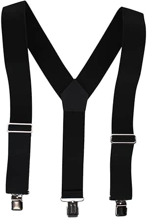 Welch Men's 2 Inch Elastic Y-Back Clip End Suspenders, Black at Amazon ...