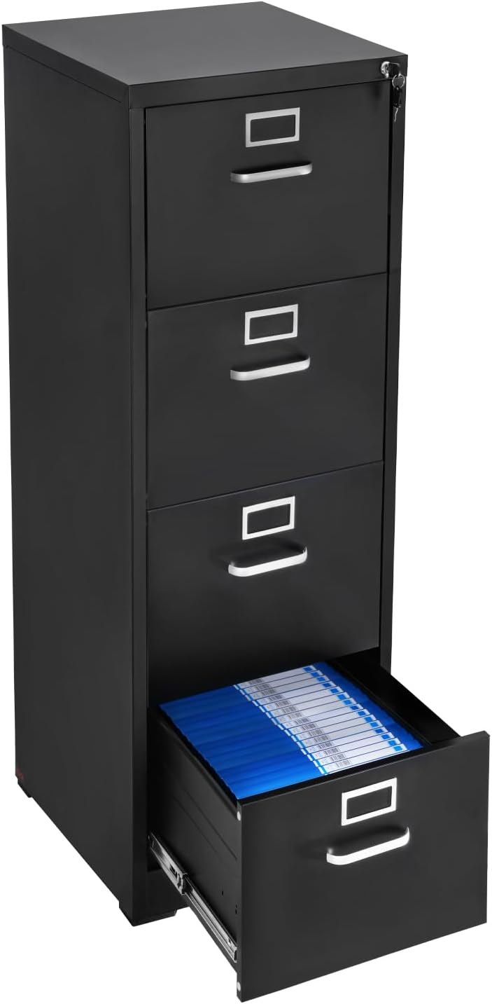 VEVOR 4 Drawer File Cabinet with Lock, Metal Vertical Filing Storage ...