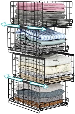 Amazon.com - Stackable Plastic Storage Basket for Closet Organizers and ...