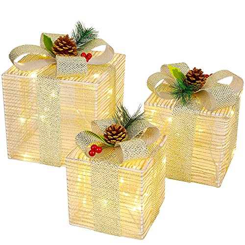 Snapklik.com : Lulu Home Lighted Christmas Boxes, 60 LEDs Lighted Deocr