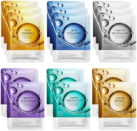 15 Pack Face Masks Skincare Hydrating Face Mask Set Hyaluronic Acid ...