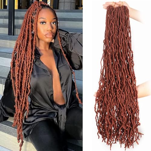 Xtrend 7Packs 30 Inch Copper Red Soft Nu Faux Locs Crochet Braids Hair ...