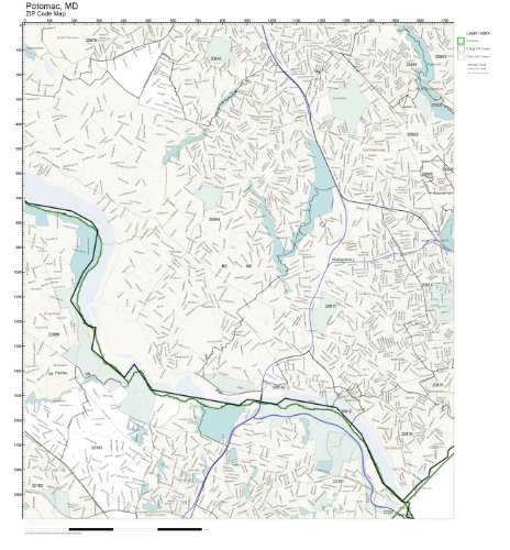 Amazon.com : ZIP Code Wall Map of Potomac, MD ZIP Code Map Laminated ...