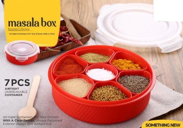 Buy APEX Plastic Masala Box - 7 Sections/RED COLOUR/AIR TIGHT ...