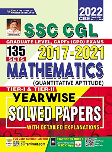 Buy Kiran SSC CGL 2017 to 2021 Mathematics Tier 1 Tier 2 Yearwise 135 ...