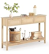Amazon.com: LAZZO Rattan Console Table Boho Entryway Table Narrow Long ...
