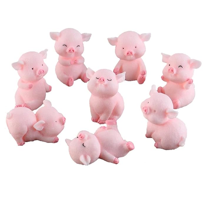 Buy Morofme 8pcs Miniature Pig Figurines, Pig Cake Topper Cupcake ...