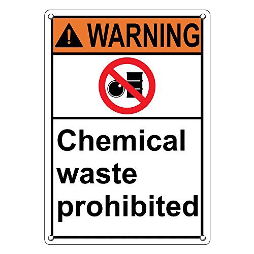 Weatherproof Plastic Vertical ANSI Warning Chemical Waste Prohibited ...