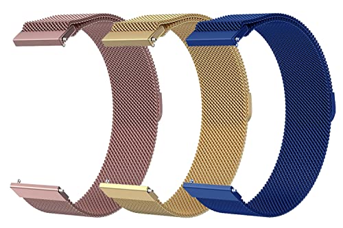 AONES 22mm Pack of 3 Magnetic Loop Watch Strap Compatible for Boat Wave ...