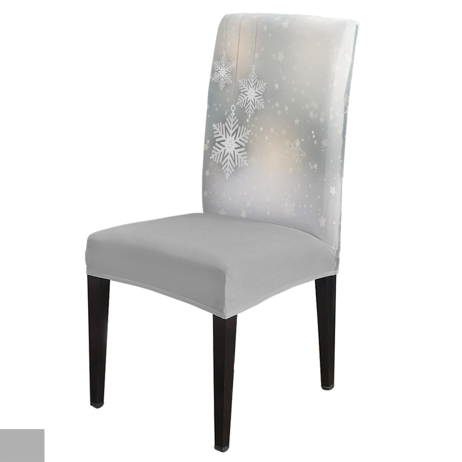 Dining Room Chair Covers Set of 6 Christmas Snowflake Star White Snow ...