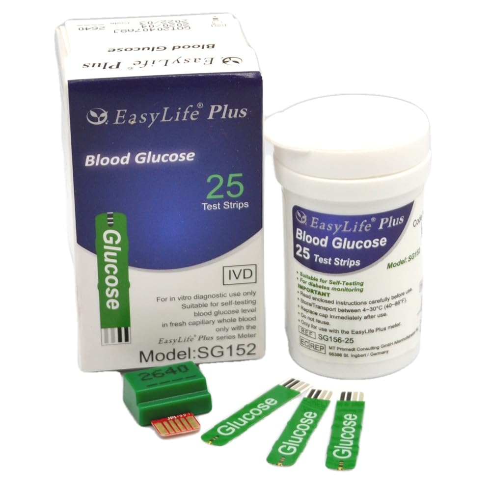 Easy Life Plus Blood Glucose Test Strips 25 Strip Pack (1 x 25 Test ...