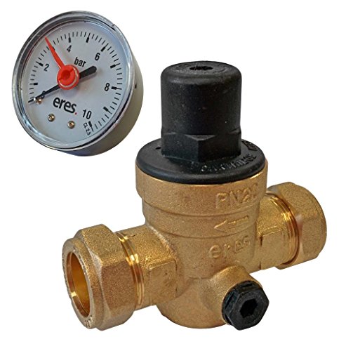 15mm/22mm Adjustable 1-6 bar Pressure Reducing Valve with Gauge Port ...