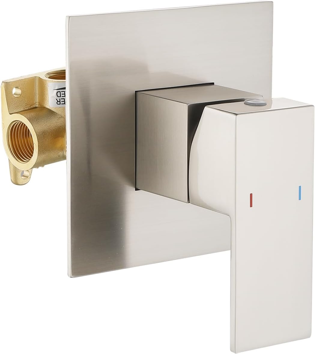 Brushed Nickel Shower Valve Wall Mount Shower Faucet Handle Single ...