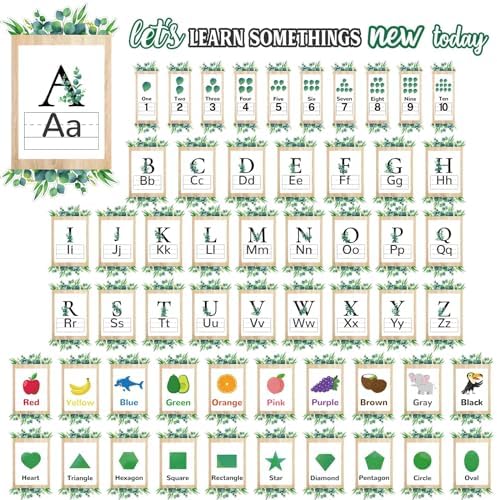 Amazon.com: 56Pcs Modern Boho Alphabet Poster for Classroom Wall Decor ...