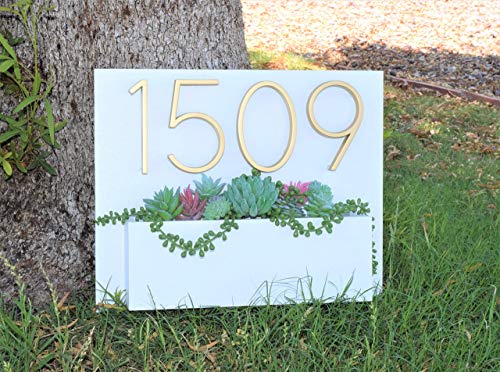 Amazon.com: Handmade Address Sign with Planter Box | Address Planter ...