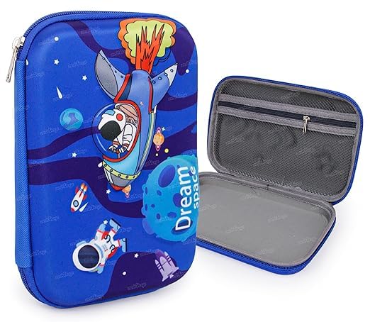 Space Rocket Pencil Case for Kids|Hard Shell EVA Waterproof Pencil Box ...