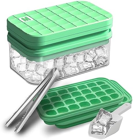 Amazon.com: Ice Cube Tray with Lid and Bin,2 Pack Ice Cube Trays for ...