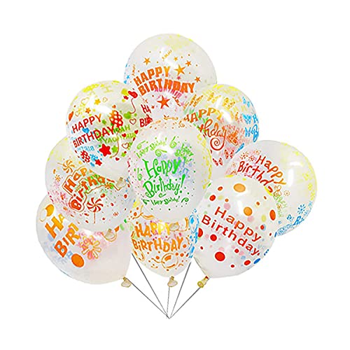 Alpha Ballons Happy Birthday Printed Latex Balloons, 10 Pieces ...