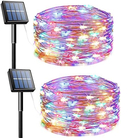 TIANG Outdoor Solar String Lights, 2 Pack 80FT 200Led Solar Powered ...