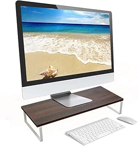 Amazon.com: LITAITAI Monitor Stand Wood Riser, Computer Monitor A ...
