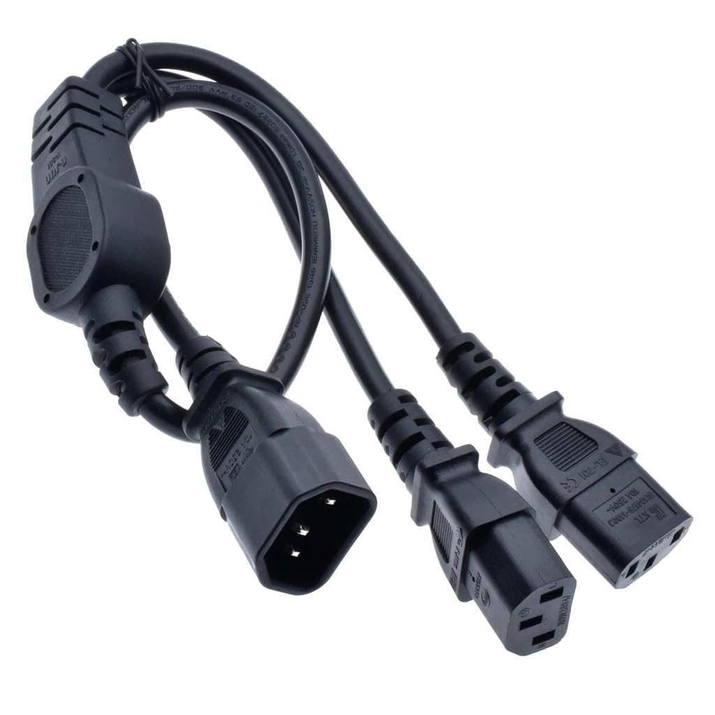 Amazon.com: Tekit® C14 to 2X C13,(3.3ft/1m) IEC320 C14 Male to Dual 5-15R C13 Female Power Y ...