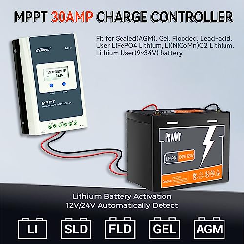 Snapklik.com : EPEVER MPPT 30A Solar Charge Controller, 30 Amp Solar Charge Regulator Mppt 12V ...