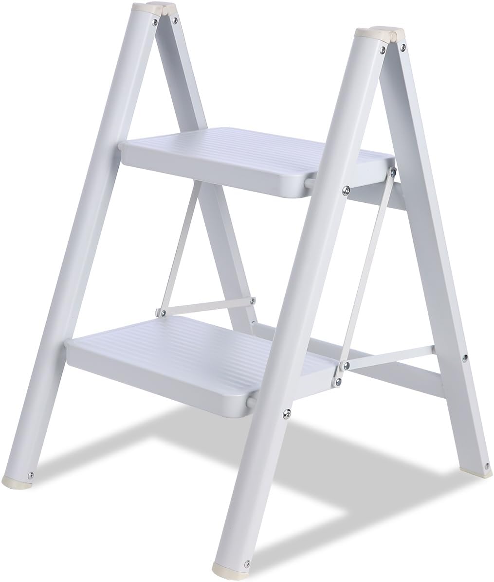 Amazon.com: YANZIE Step Ladder 2 Step Folding Stool with Wide Anti-Slip ...