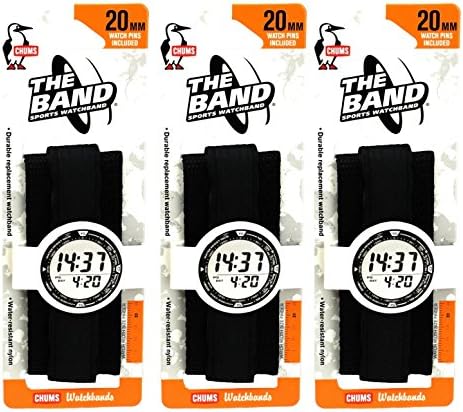 Amazon.com: Chums The Band 20mm Wide Watchband (1.5 inch), Black (3 ...