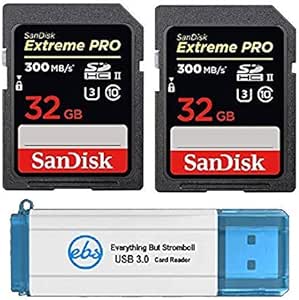 Amazon | SanDisk 32GB SDHC SD Extreme Pro UHS-II Memory Card (Two Pack) 300MB/s 4K V30 U3 ...