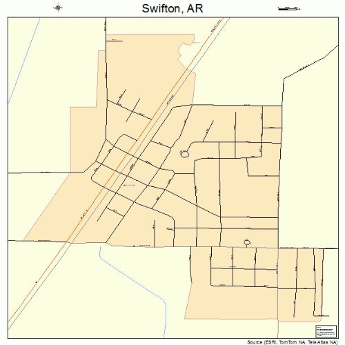Large Street & Road Map of Swifton, Arkansas AR - Printed poster size ...