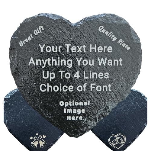 Personalised Engraved Heart Shape Slate Coaster/Placemat - Any ...