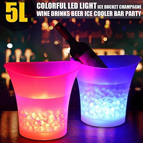 Volwco LED Ice Bucket Color Changing LED Cooler Bucket Double Layer ...