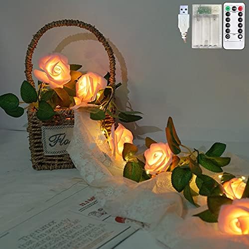 Amazon.com: Rose String Lights Battery Powered or USB Powered with ...