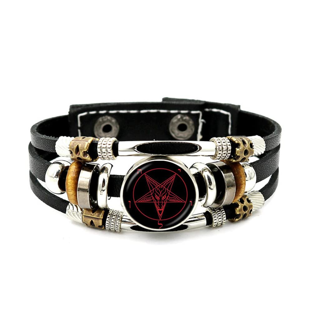 Amazon.com: Cioaqpyirow Satanic Baphomet Inverted Pentagram Bangle ...