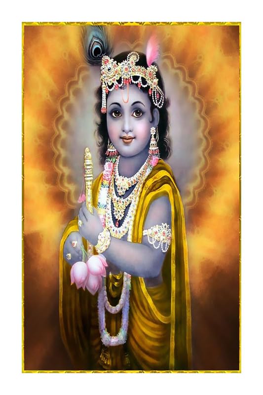 HK PRINTS Bal Krishna Ji Religious Wall Poster for Room (12x18 Inch ...
