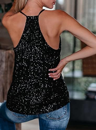 miduo Womens Tank Tops Casual Fashion V Neck Strappy Sequin Sparkle ...