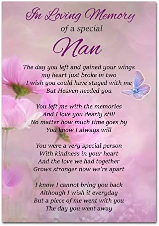 In Loving Memory Of A Special Nan Memorial Card Funeral Graveside Poem ...