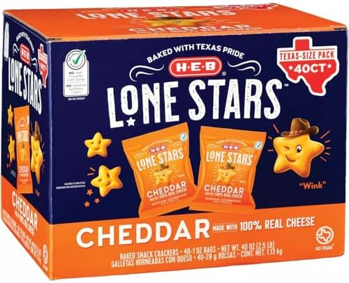 Amazon.com: Generic H‑E‑B Cheddar Lone Stars Baked Snack Crackers 1 oz ...