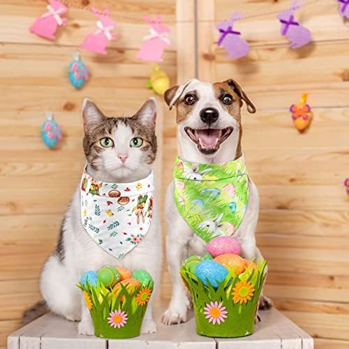 Easter Dog Bandanas, 2Pcs Washable Dog Scarf Printed with Happy Easter ...