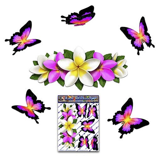 FLOWER Pink Frangipani Plumeria Small Bunch + Buttlerfly Animal Car ...