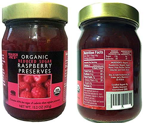 Amazon.com: Trader Joe's Organic Reduced Sugar Raspberry Preserves 15.2 oz (Pack of 2 Bottles ...