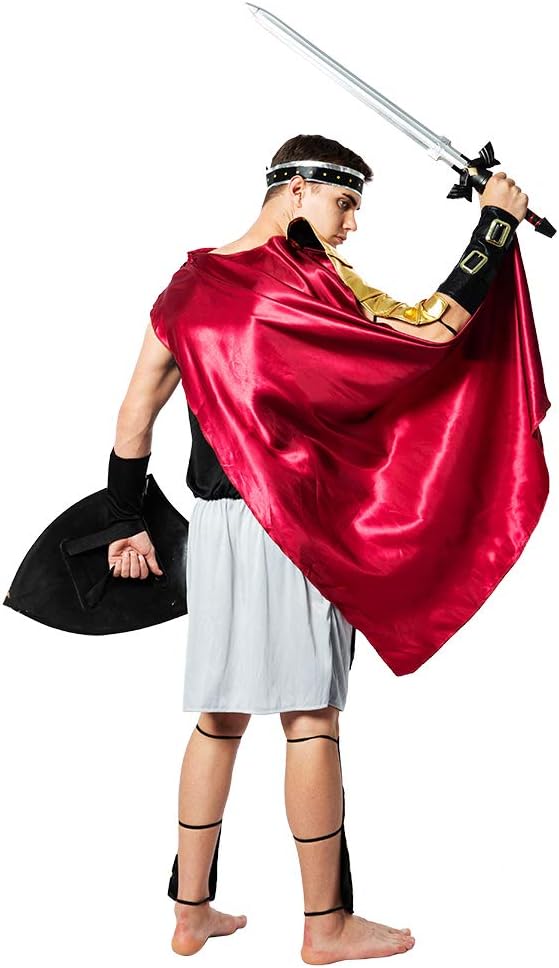 EraSpooky Men Roman Gladiator Costume Fancy Dress Robe Cloak Halloween ...