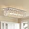 Siljoy Modern Crystal Chandelier 8-Lights Rectangular Flush Mount Pendant Ceiling Light Fixture ...