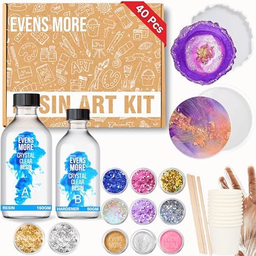 ICRAFTYWORLD 26 Pcs DIY Epoxy Resin Art Kit with Moulds Agate Coaster ...