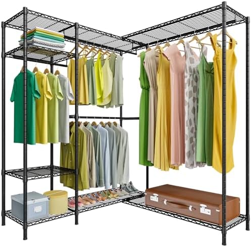 Amazon.com: Ulif L2 L-shaped Clothes Rack, Freestanding Heavy-Duty ...