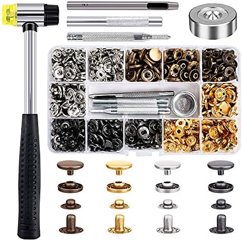 MMOBIEL 120 Pcs Snap Button Kit Snaps Fastener Stainless Steel 4 Colors ...